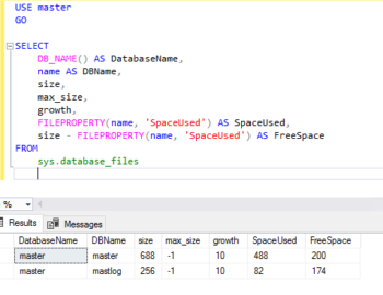 Determine free space for MS SQL Server databases - Abort, Retry, Fail?